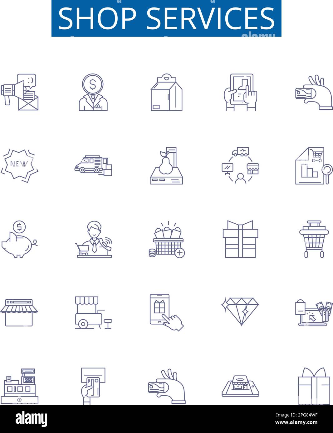 Shop services line icons signs set. Design collection of Retail ...