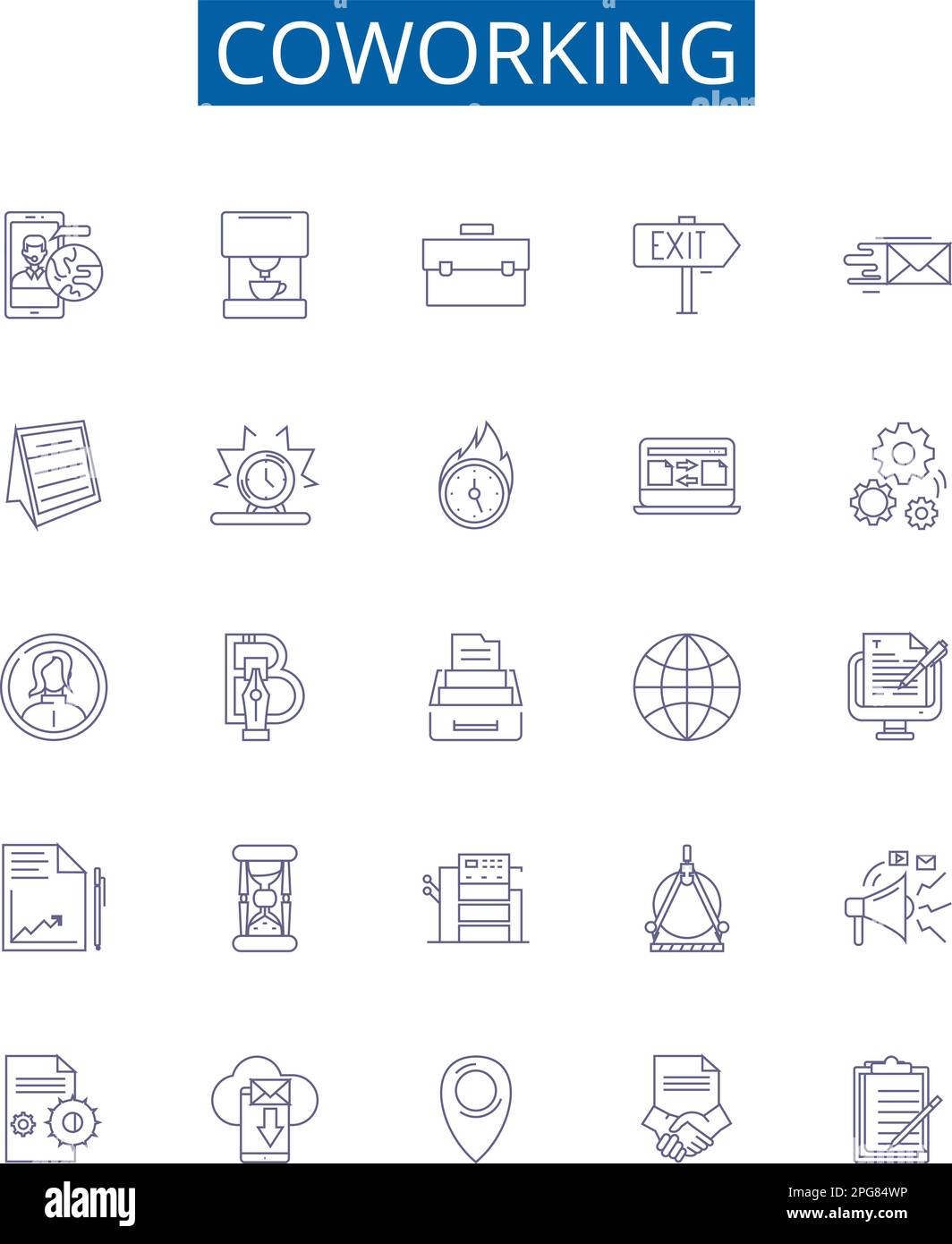 Coworking Line Icons Signs Set Design Collection Of Sharing Networking Office Collaboration