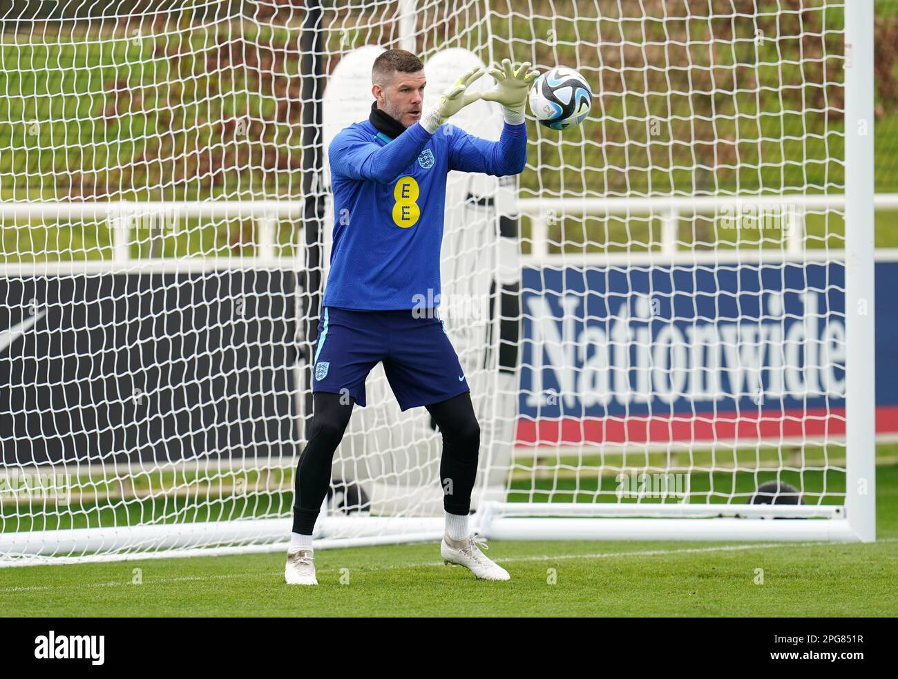 England's Fraser Forster during a training session at St. George's Park ...