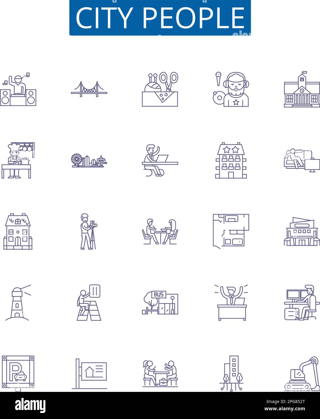 City people line icons signs set. Design collection of Urbanites ...