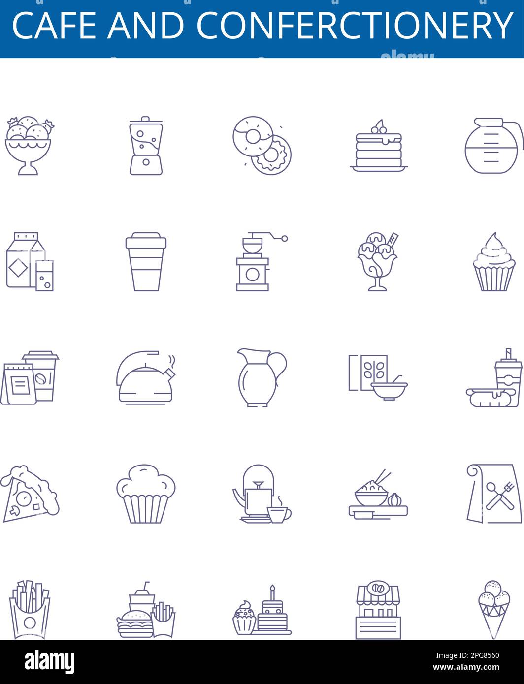 Cafe and conferctionery line icons signs set. Design collection of Cafe, Confectionery, Bakeshop ...