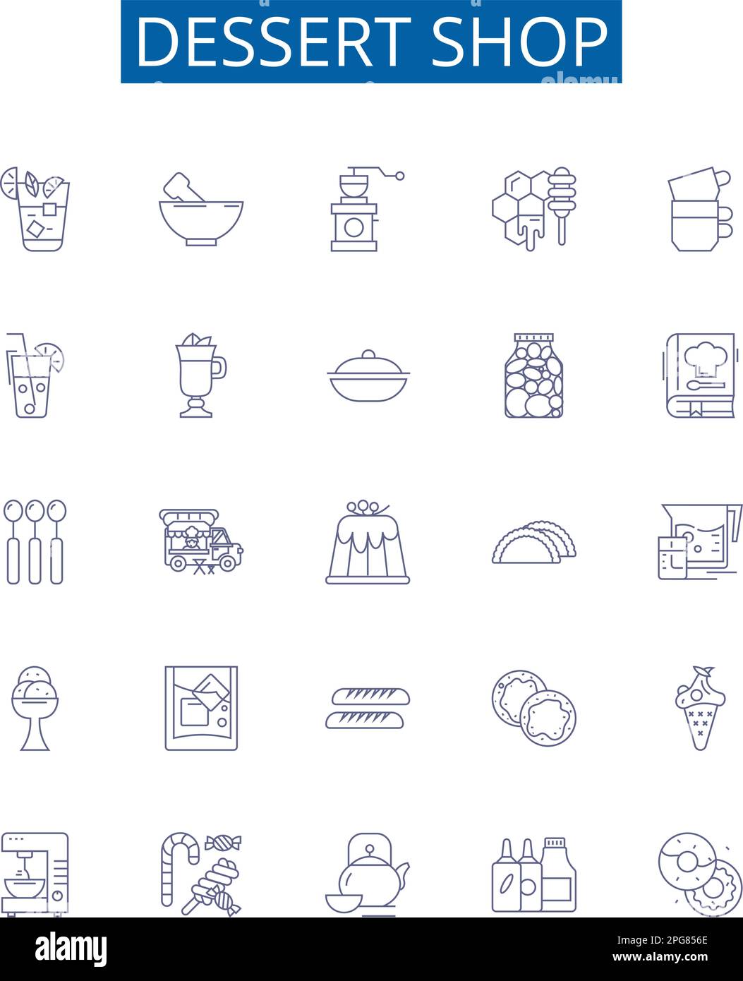 Dessert shop line icons signs set. Design collection of dessert, shop, bakery, pastry ...