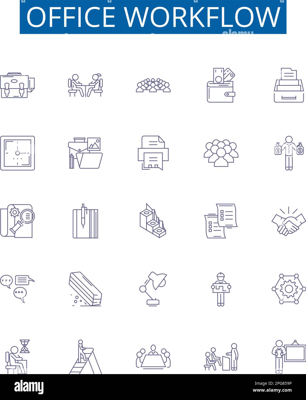 Office Workflow Line Icons Signs Set Design Collection Of Workflow Office Process Automation
