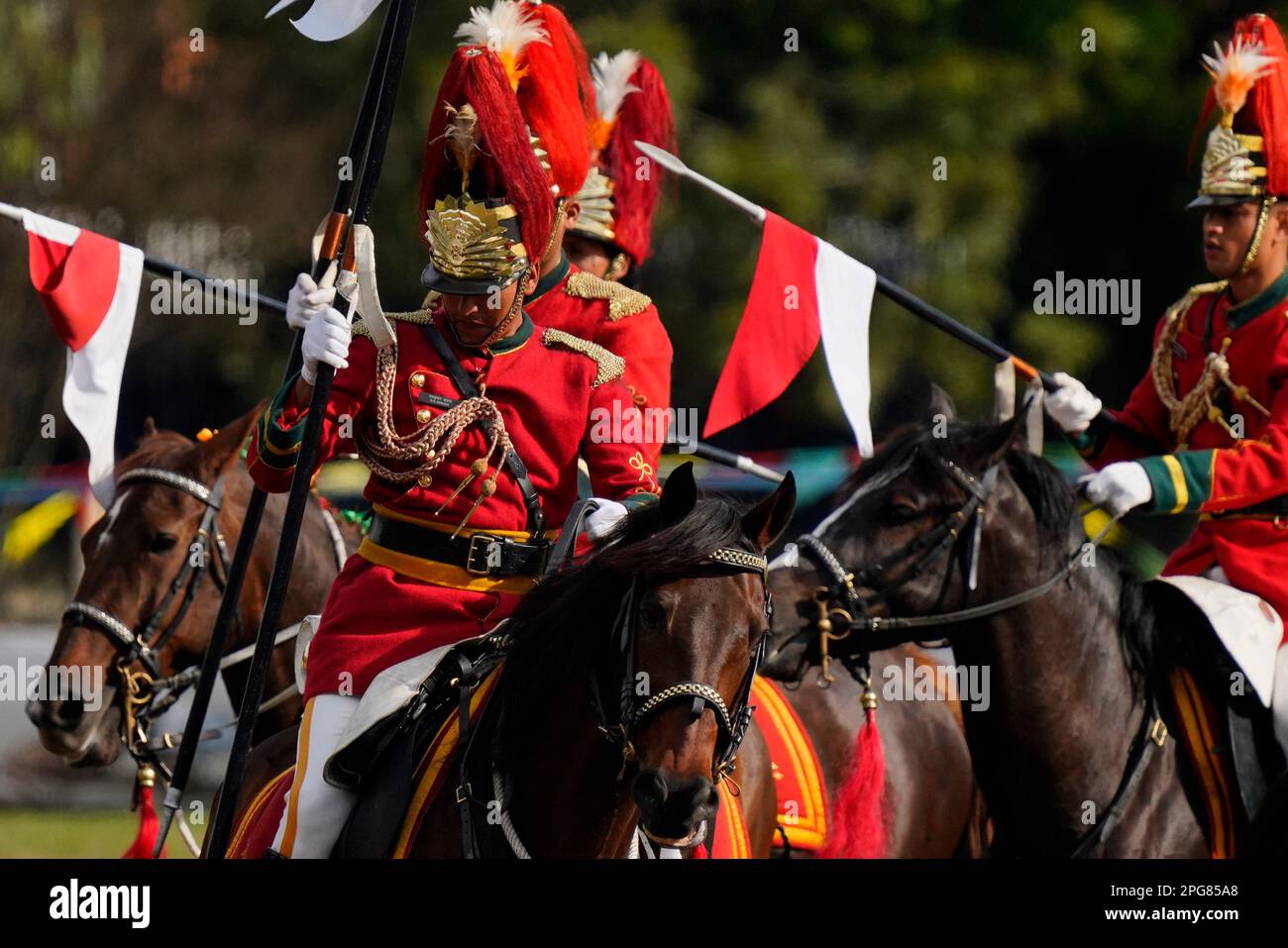 Kathmandu, Nepal. 21st Mar, 2023. Nepalese Army cavalry demonstrating ...