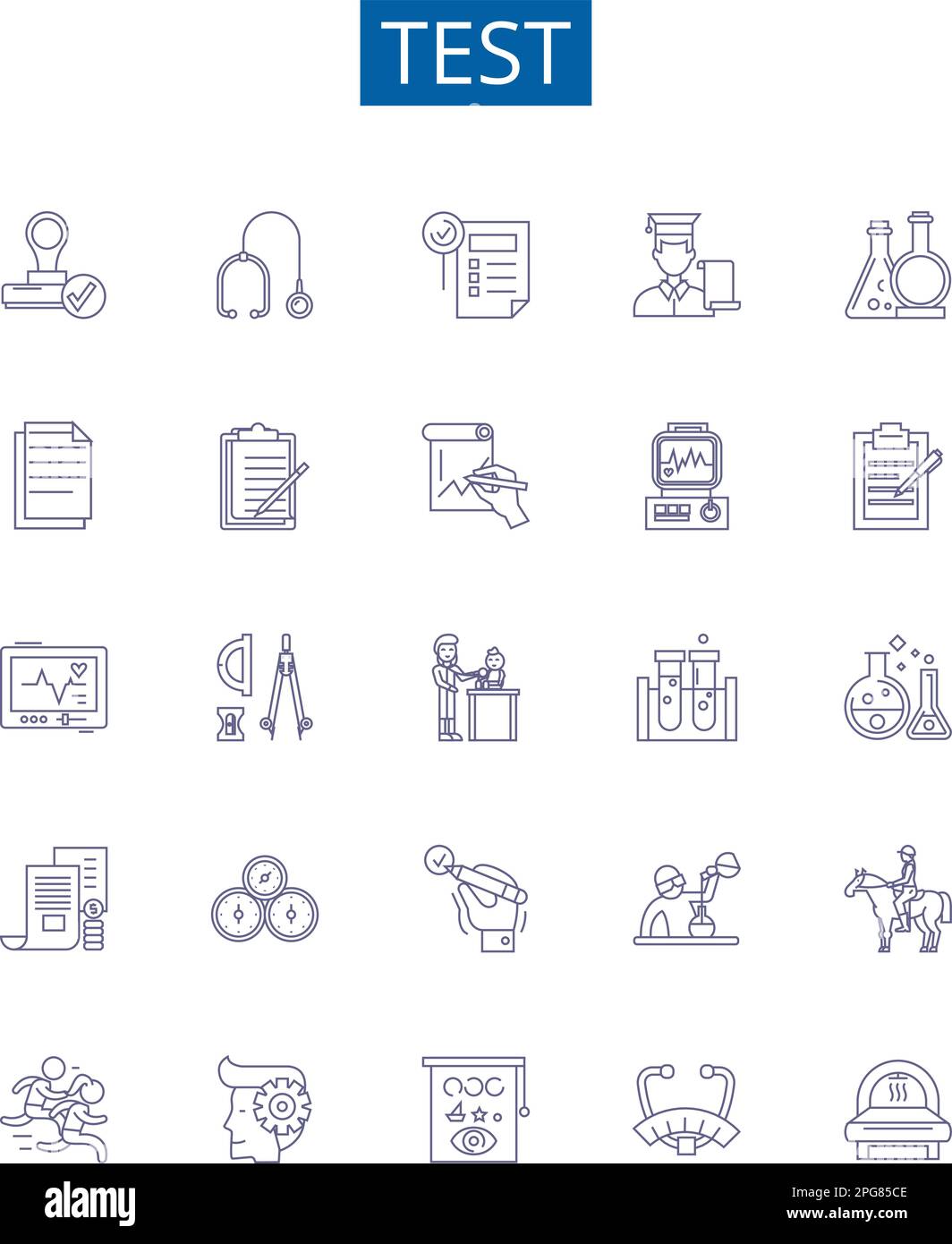 Test line icons signs set. Design collection of No periodExam, Assess ...