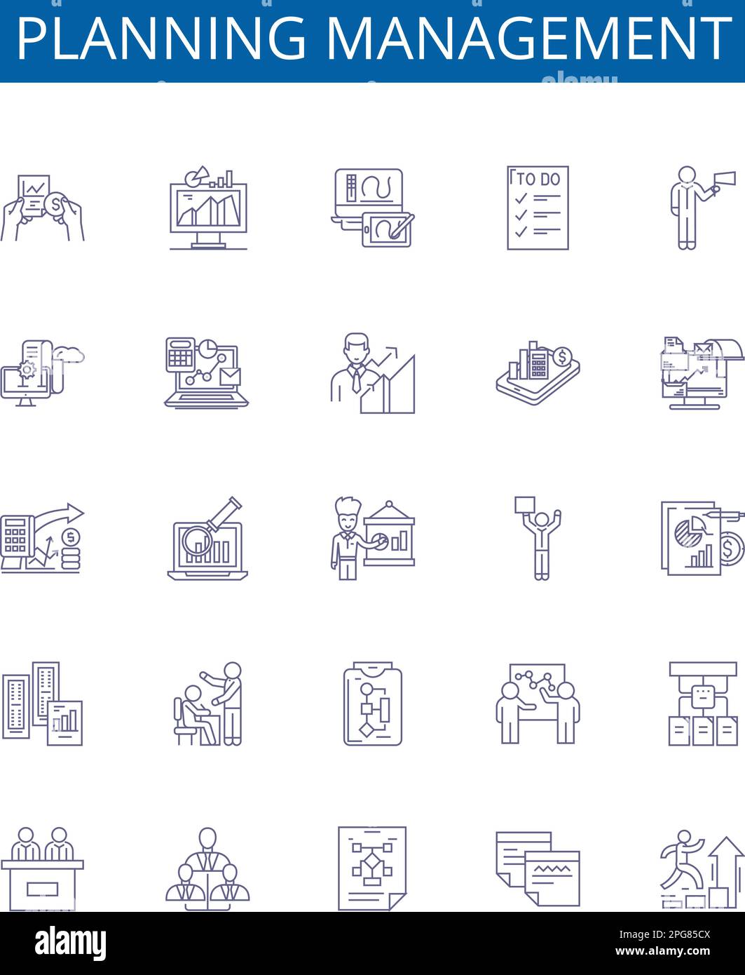 Planning management line icons signs set. Design collection of Planning ...