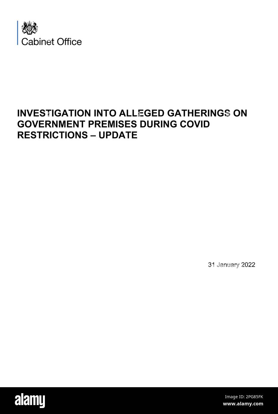 The cover of the Sue Gray partygate report, the Investigation into ...