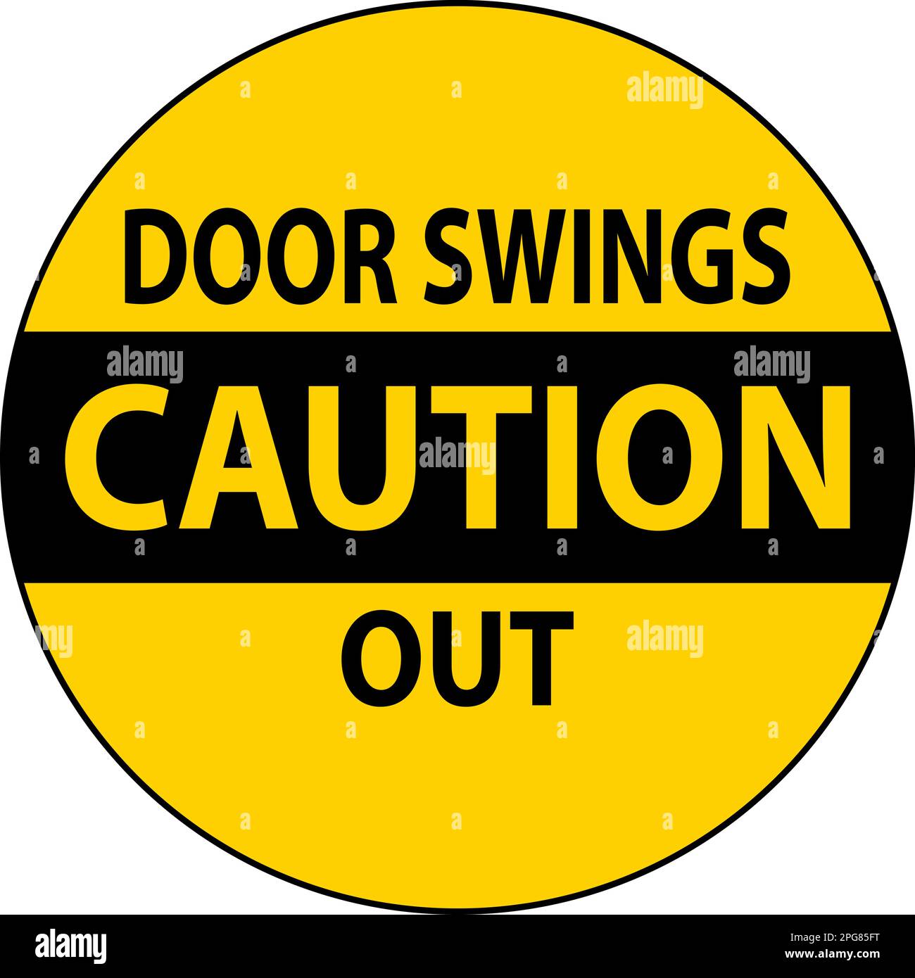 Caution Door Swings Out Label On White Background Stock Vector Image ...