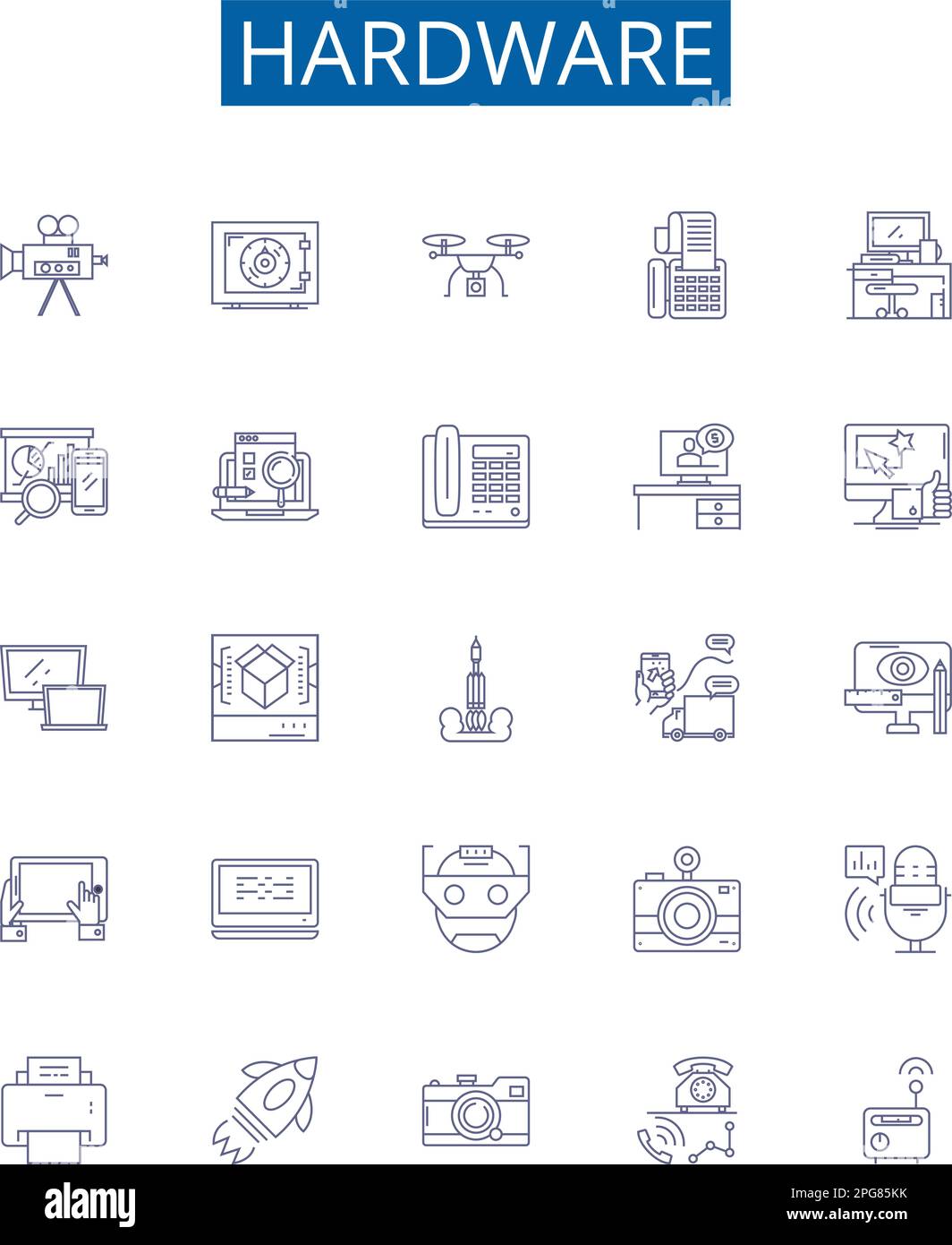 Hardware Line Icons Signs Set Design Collection Of Hardware Components Devices Cpus