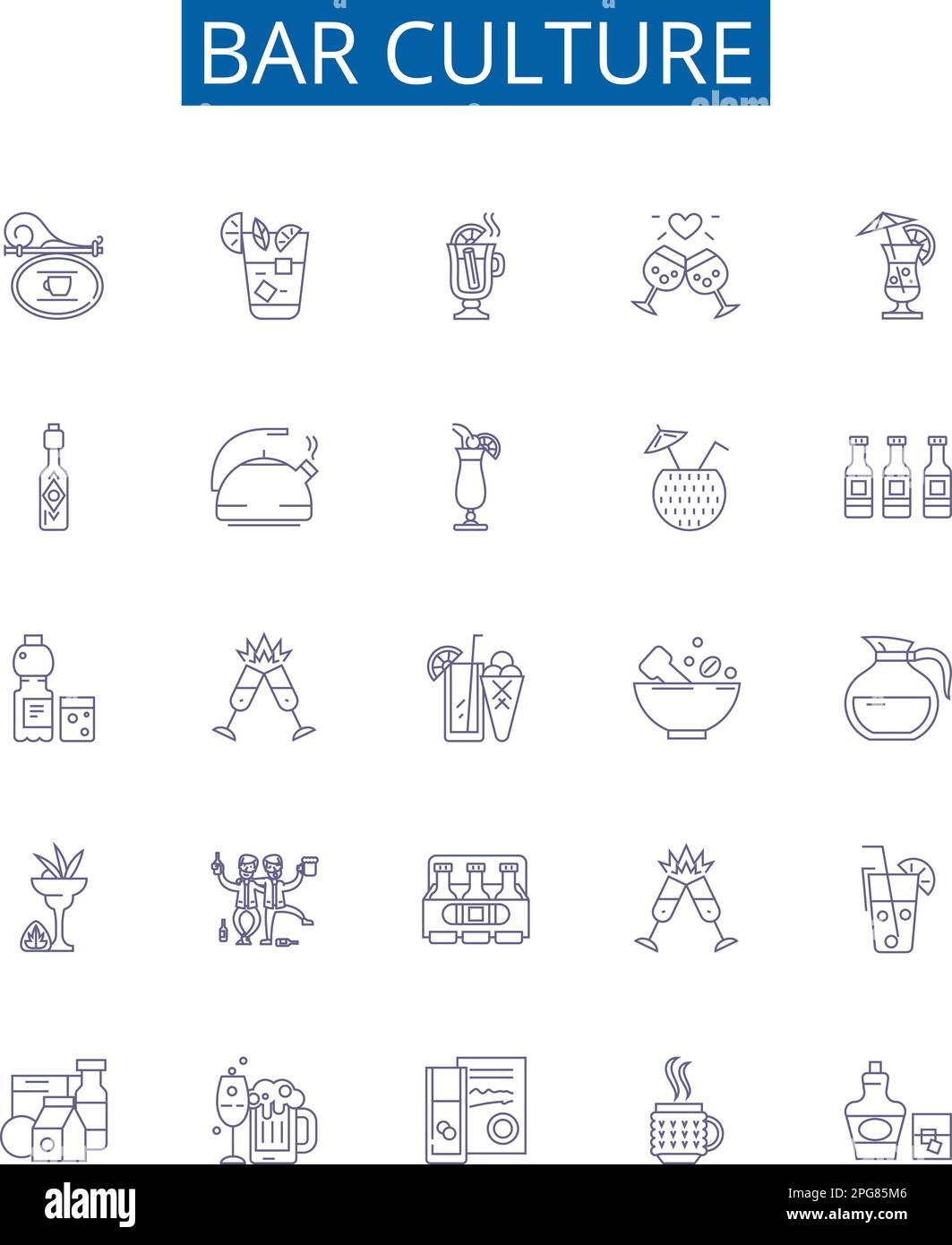 Bar culture line icons signs set. Design collection of Bar, Culture, Alcohol, Drinks, Music ...