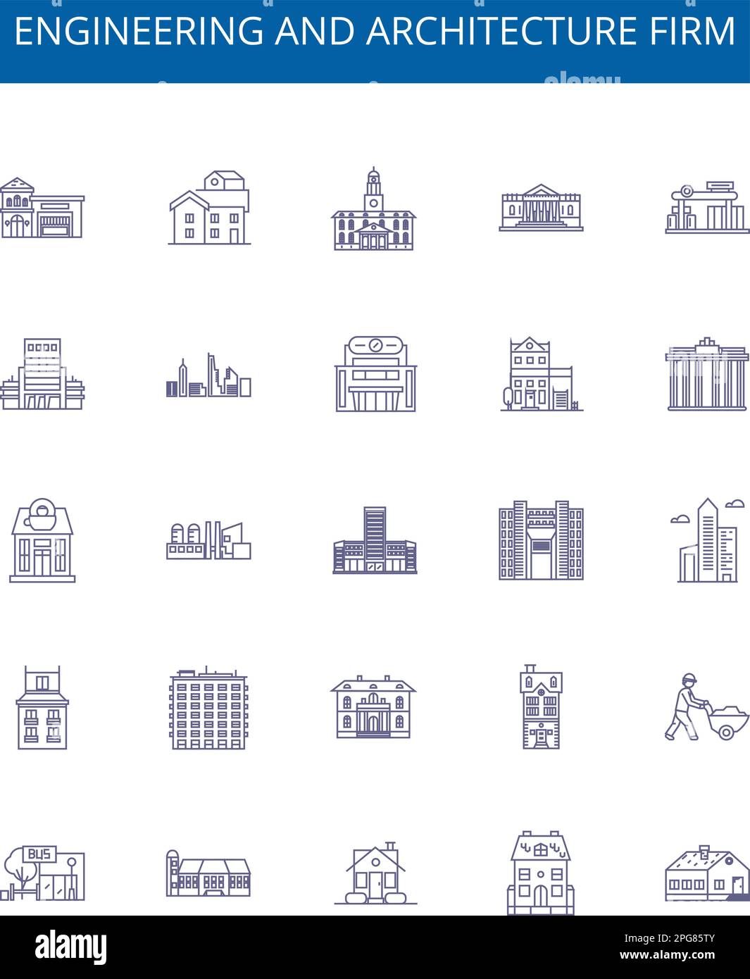 Engineering and architecture firm line icons signs set. Design ...