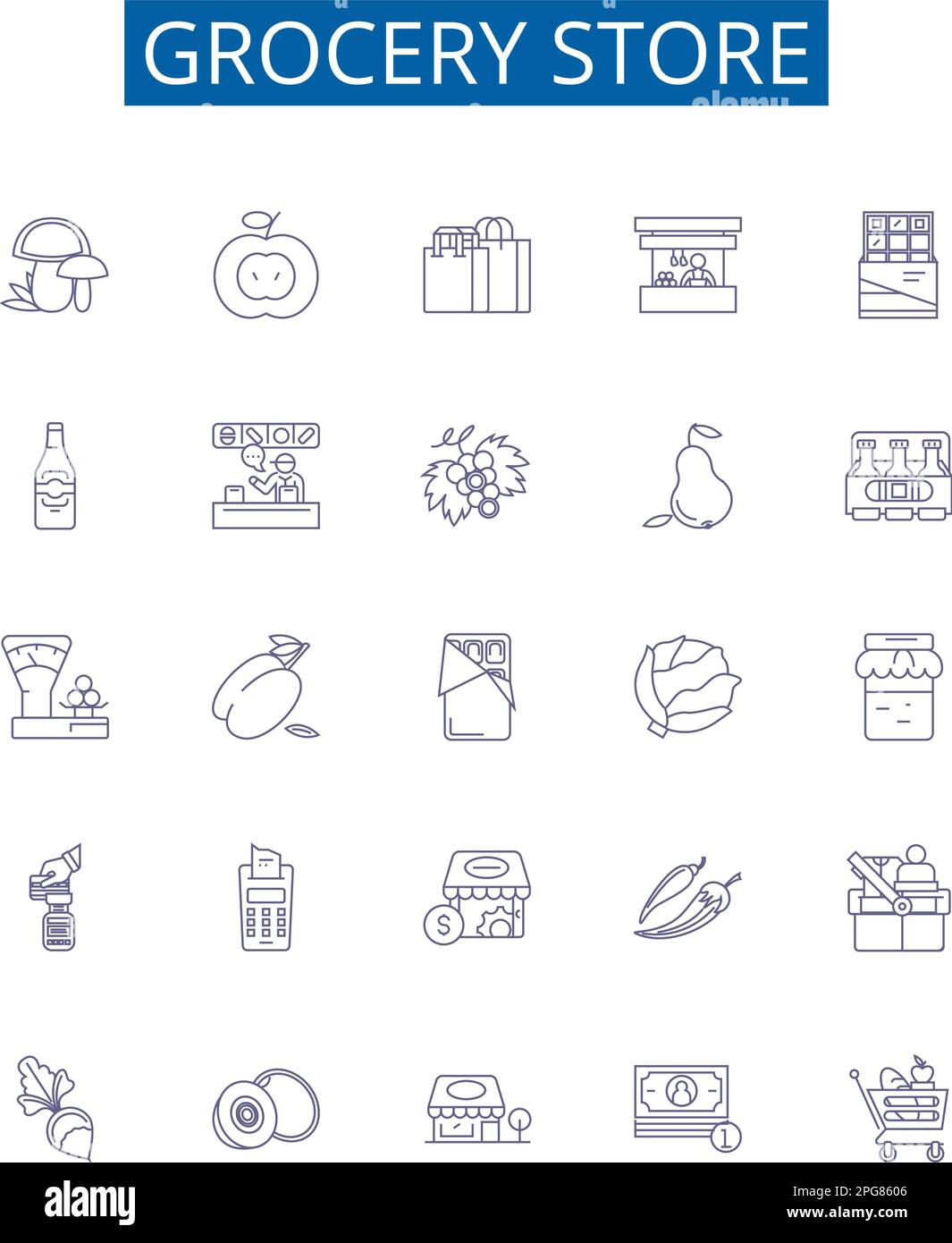 Grocery store line icons signs set. Design collection of Grocery, Store, Supermarket, Provisions ...