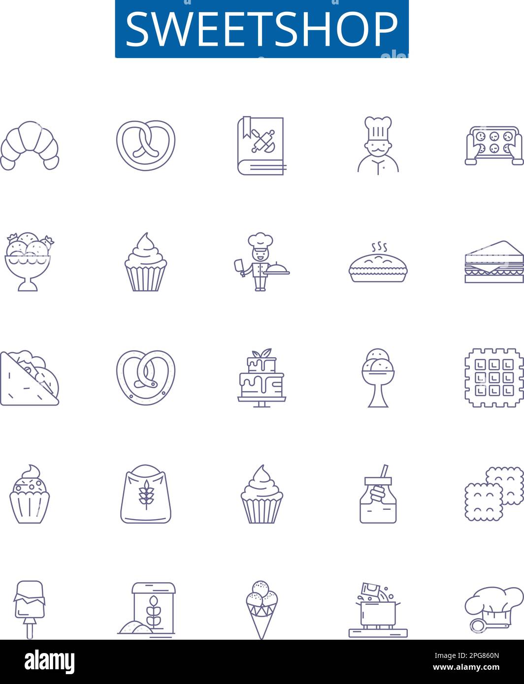 Sweetshop line icons signs set. Design collection of Candy, Sweet ... Sweetshop line icons signs set. Design collection of Candy, Sweet ...
