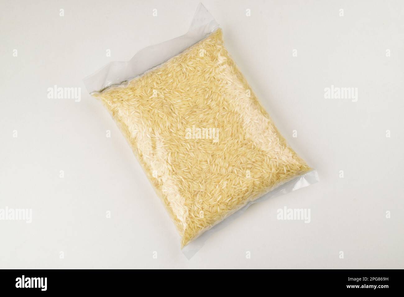 Top view of plastic rice pack isolated on white background Stock Photo ...