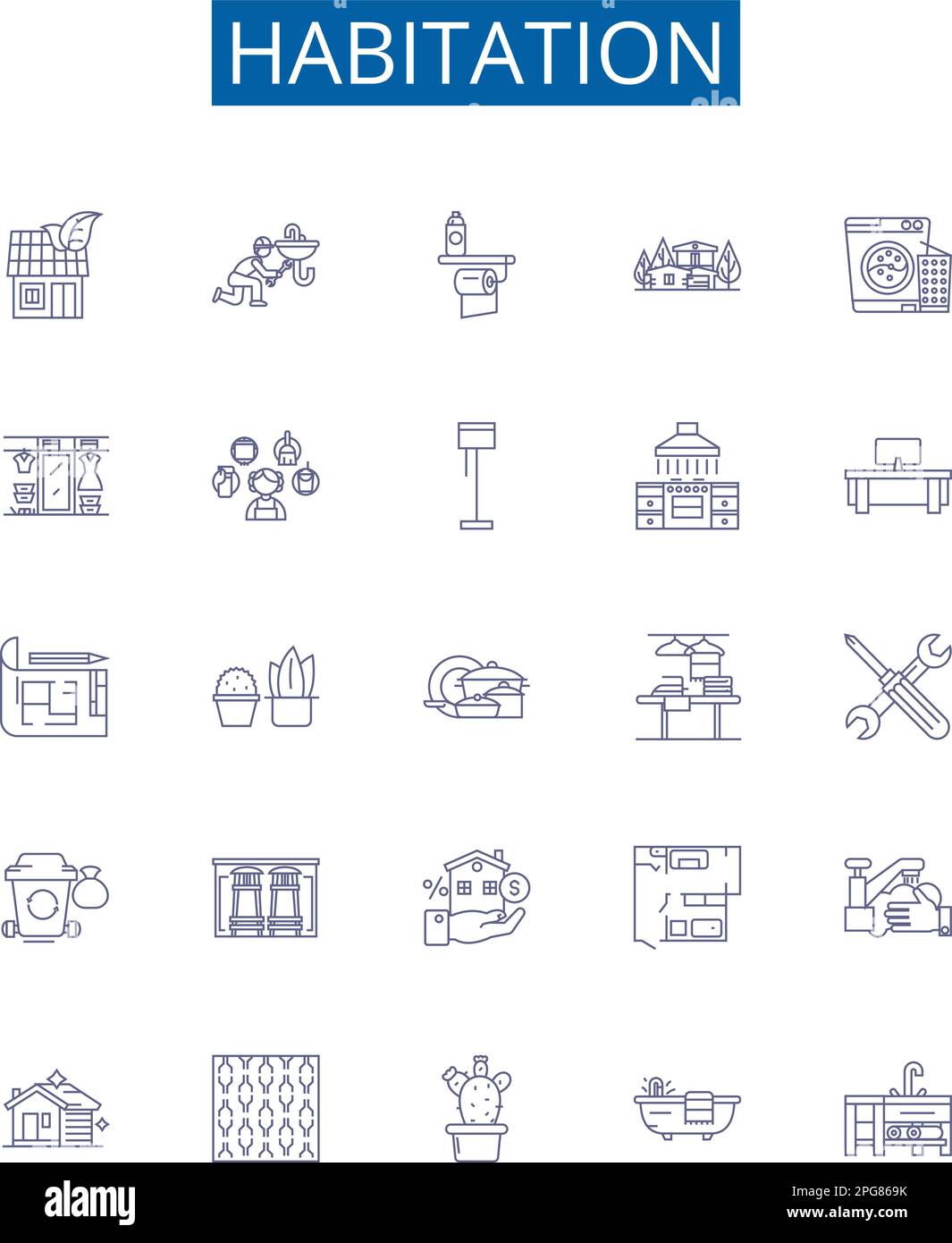 Habitation line icons signs set. Design collection of Accommodation ...