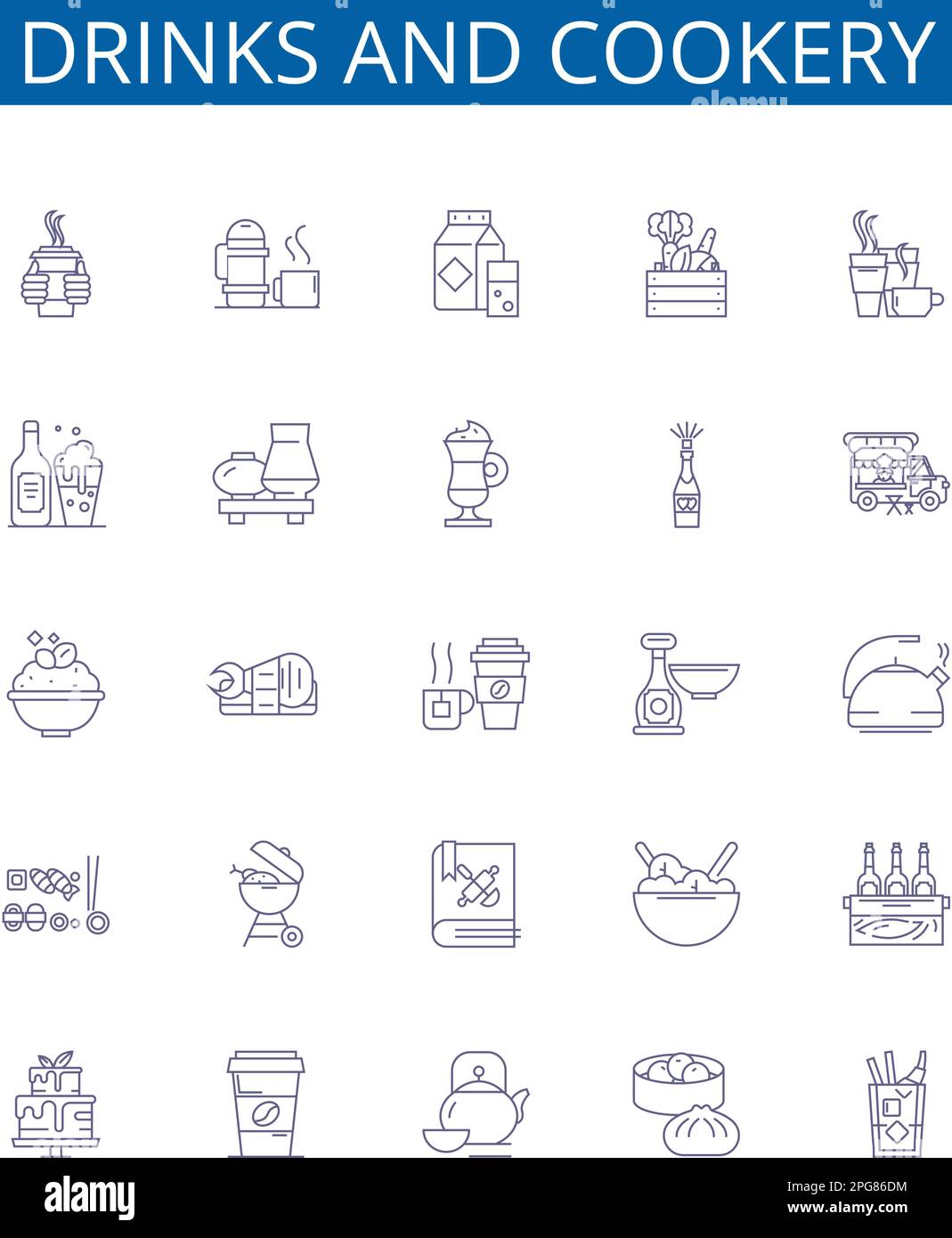 Drinks and cookery line icons signs set. Design collection of Beverages ...