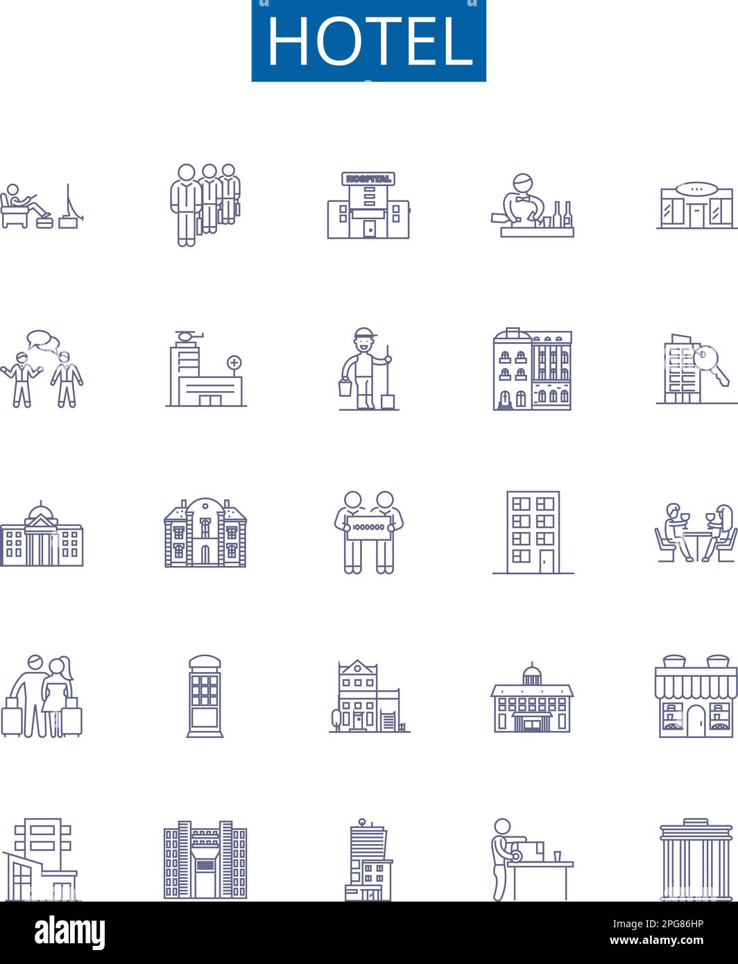 Hotel line icons signs set. Design collection of Hotel, Accommodation ...