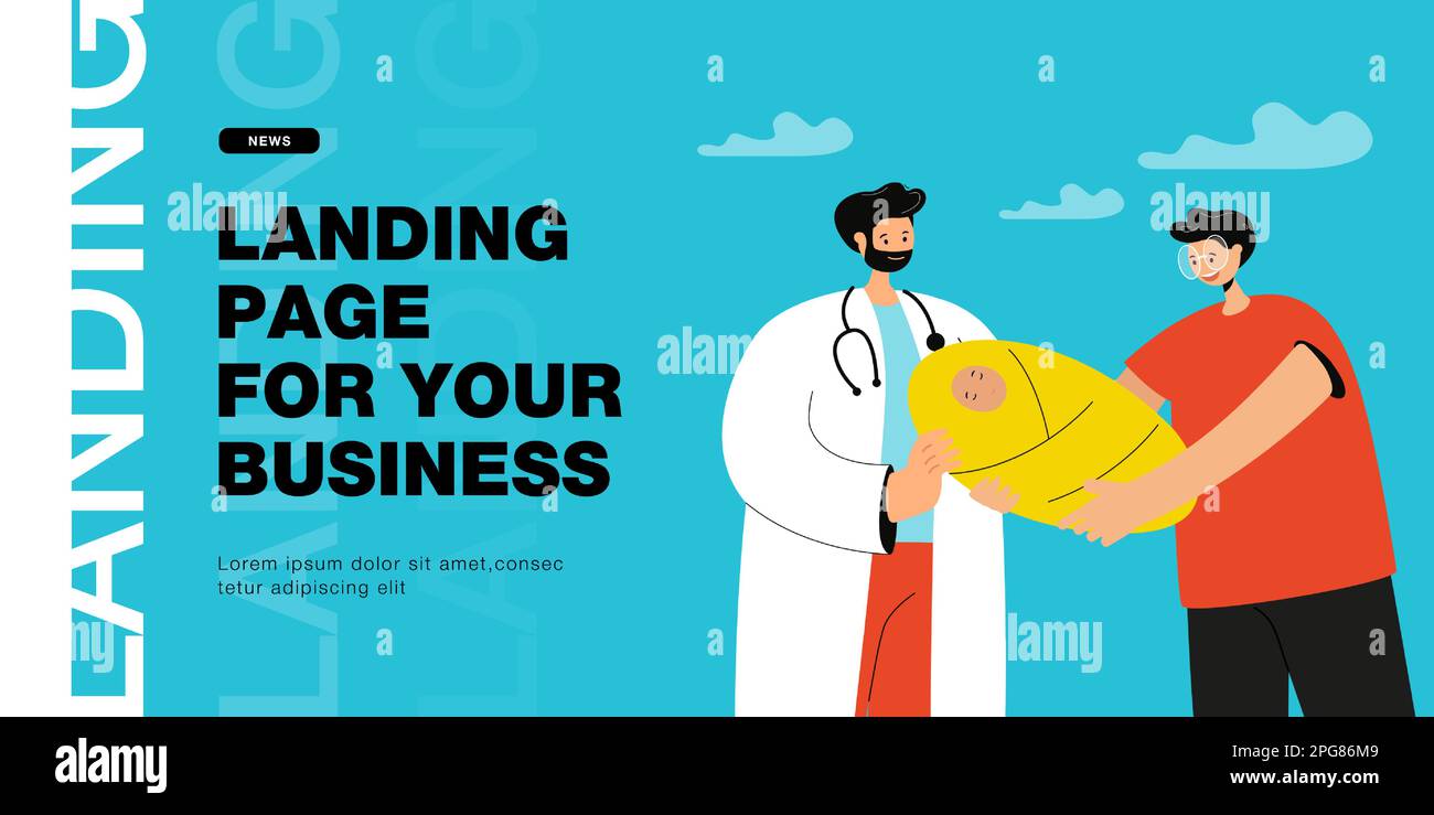 Cartoon doctor giving newborn baby to happy father Stock Vector Image ...