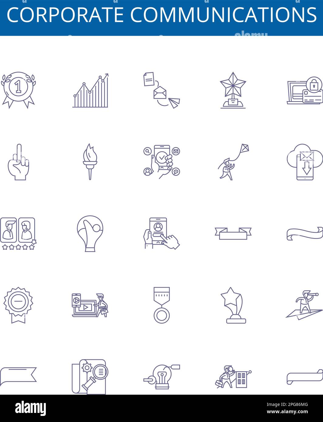 Corporate communications line icons signs set. Design collection of ...