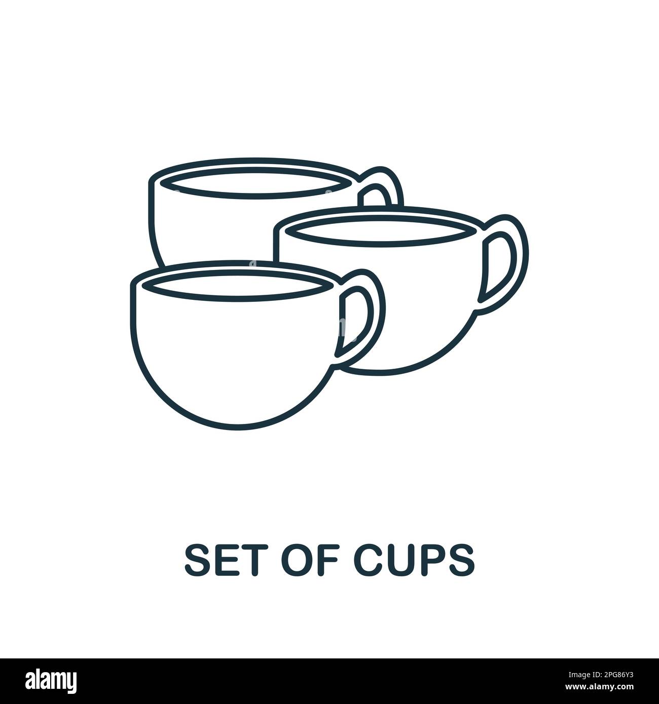 Set Of Cups line icon. Simple element from kitchen collection. Creative ...