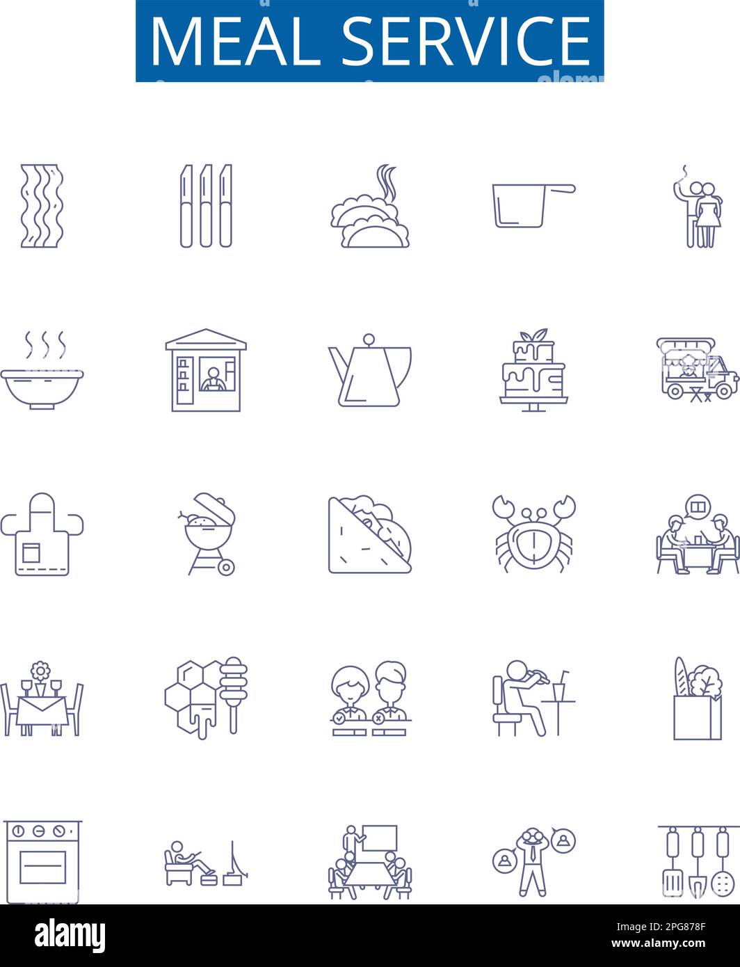 Meal service line icons signs set. Design collection of Meal, Service, Catering, Delivery, Food ...
