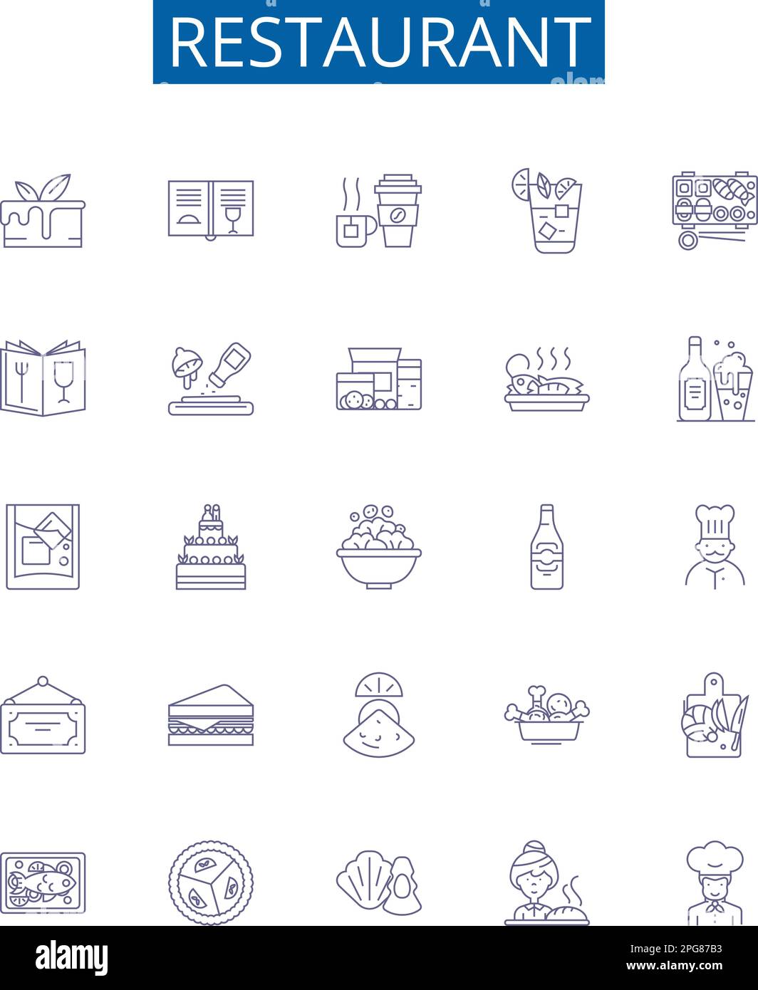 Restaurant line icons signs set. Design collection of Restaurant, Dining, Cafe, Eatery, Bistro ...