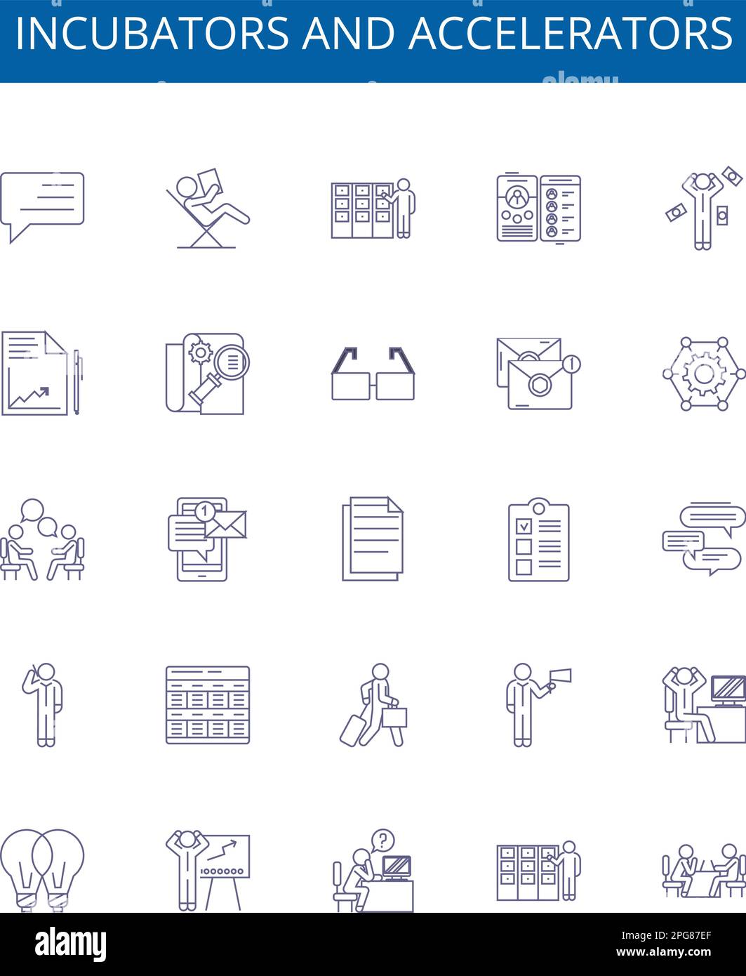 Incubators and accelerators line icons signs set. Design collection of ...
