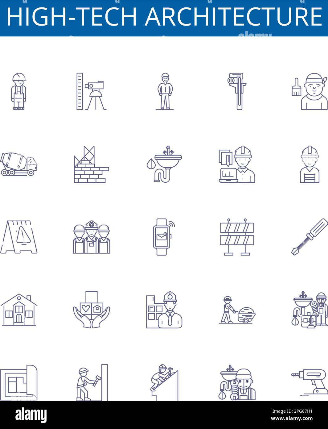 High Tech Architecture Line Icons Signs Set Design Collection Of High