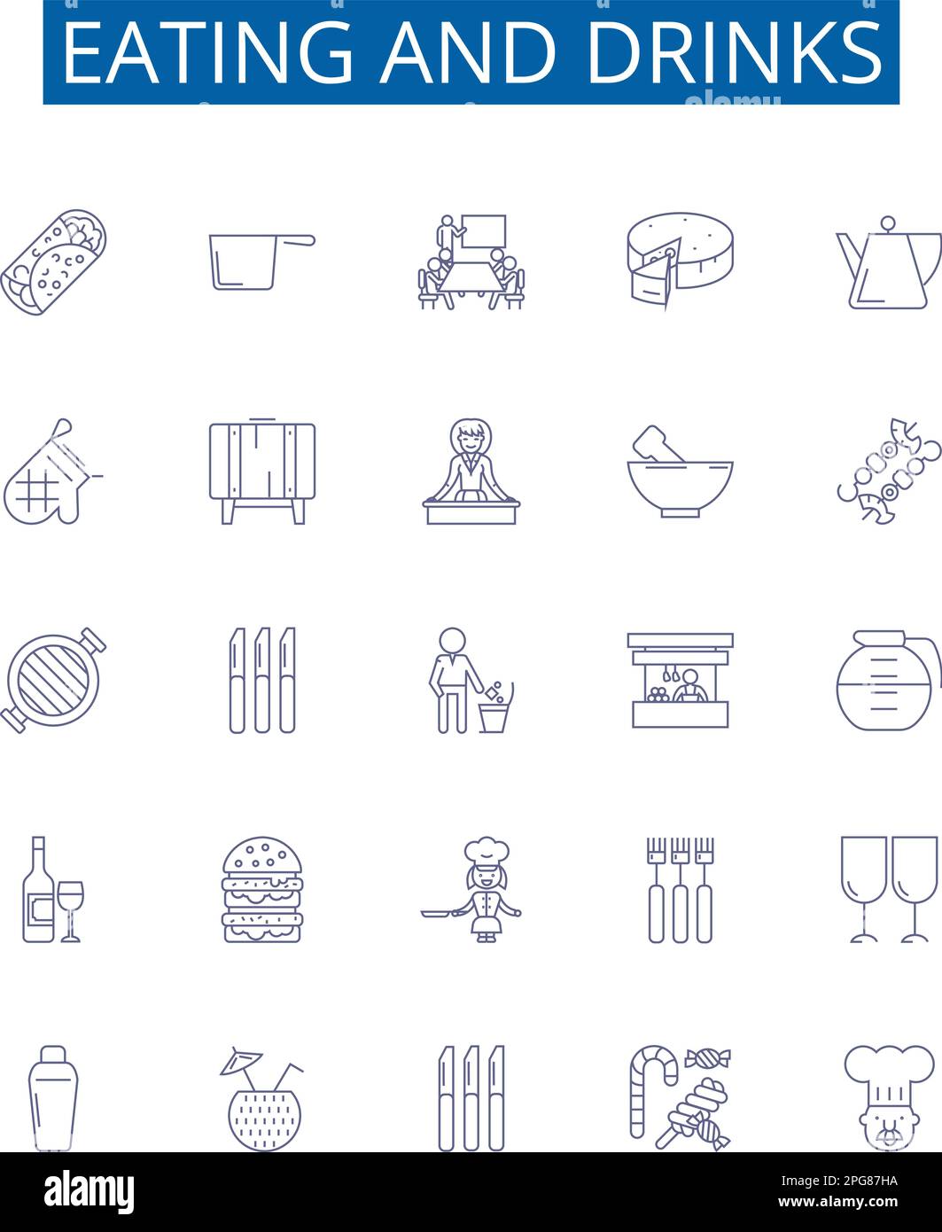 Eating And Drinks Line Icons Signs Set Design Collection Of Eating Drinks Food Beverage
