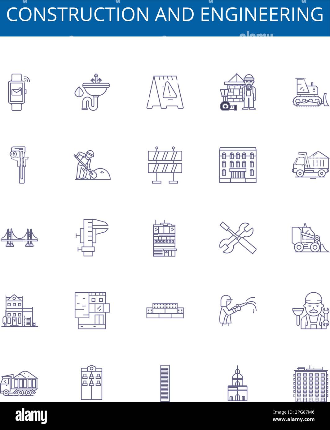 Construction And Engineering Line Icons Signs Set Design Collection Of