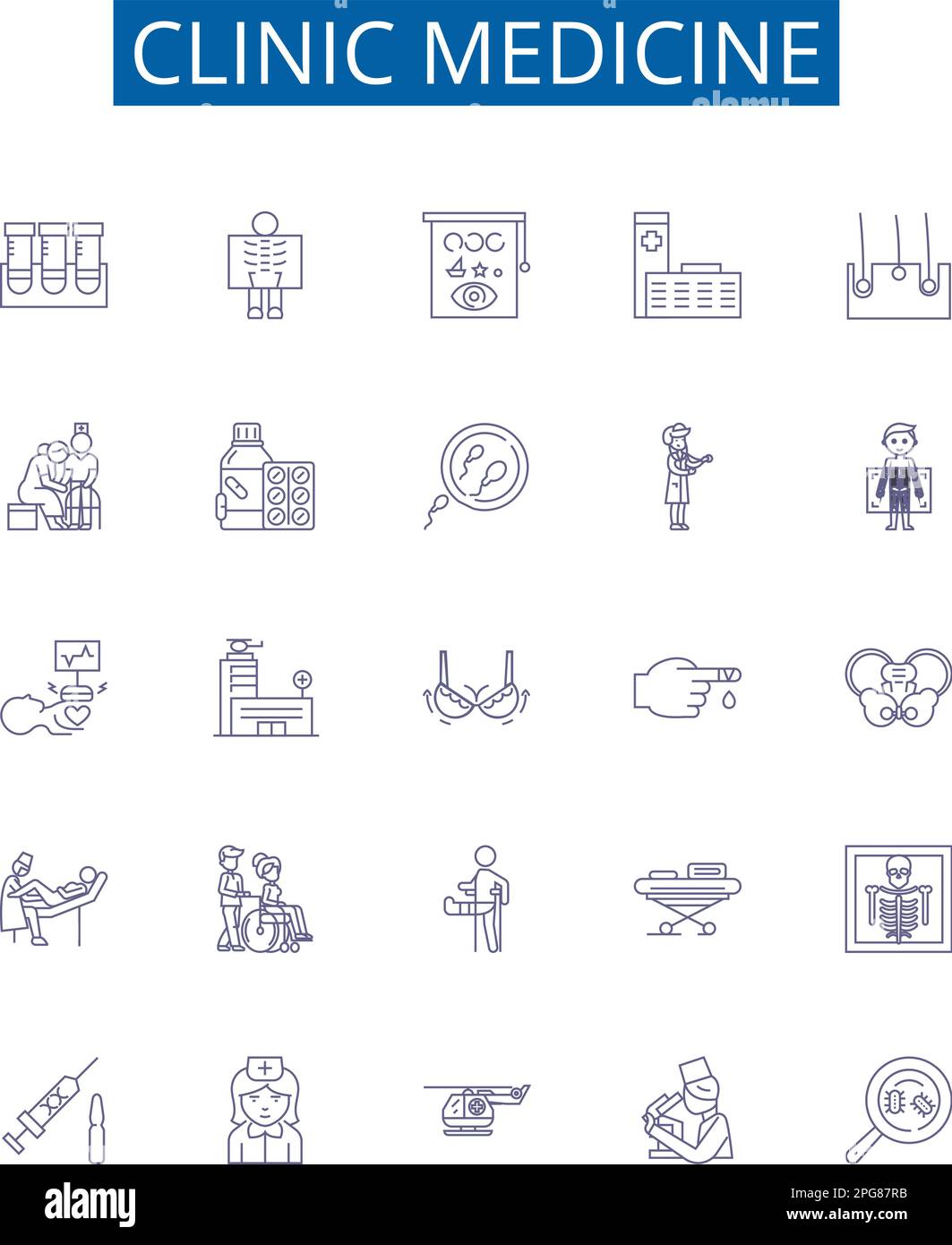 Clinic medicine line icons signs set. Design collection of Clinic ...