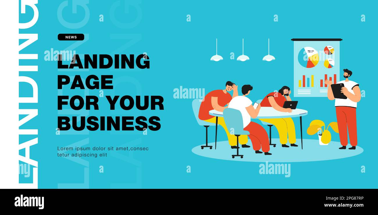 Office cartoon people listening to boring presentation Stock Vector ...