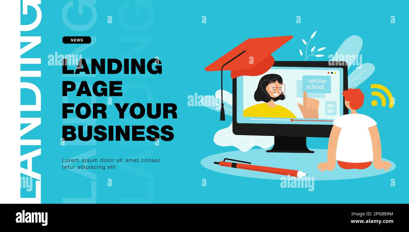 Back view of boy watching online lecture Stock Vector Image & Art - Alamy