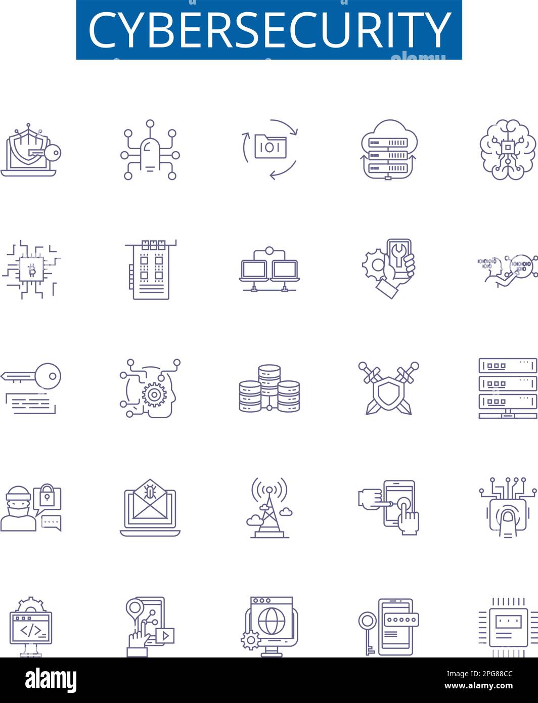 Cybersecurity Line Icons Signs Set Design Collection Of Cybersecurity Network Security
