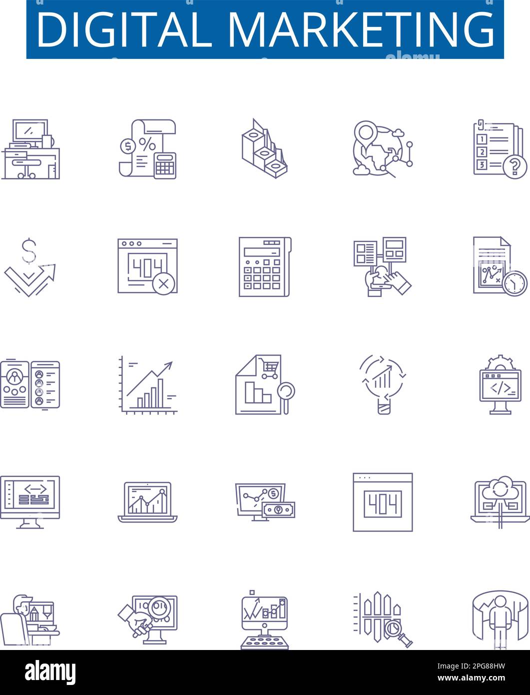 Digital marketing line icons signs set. Design collection of Digital ...