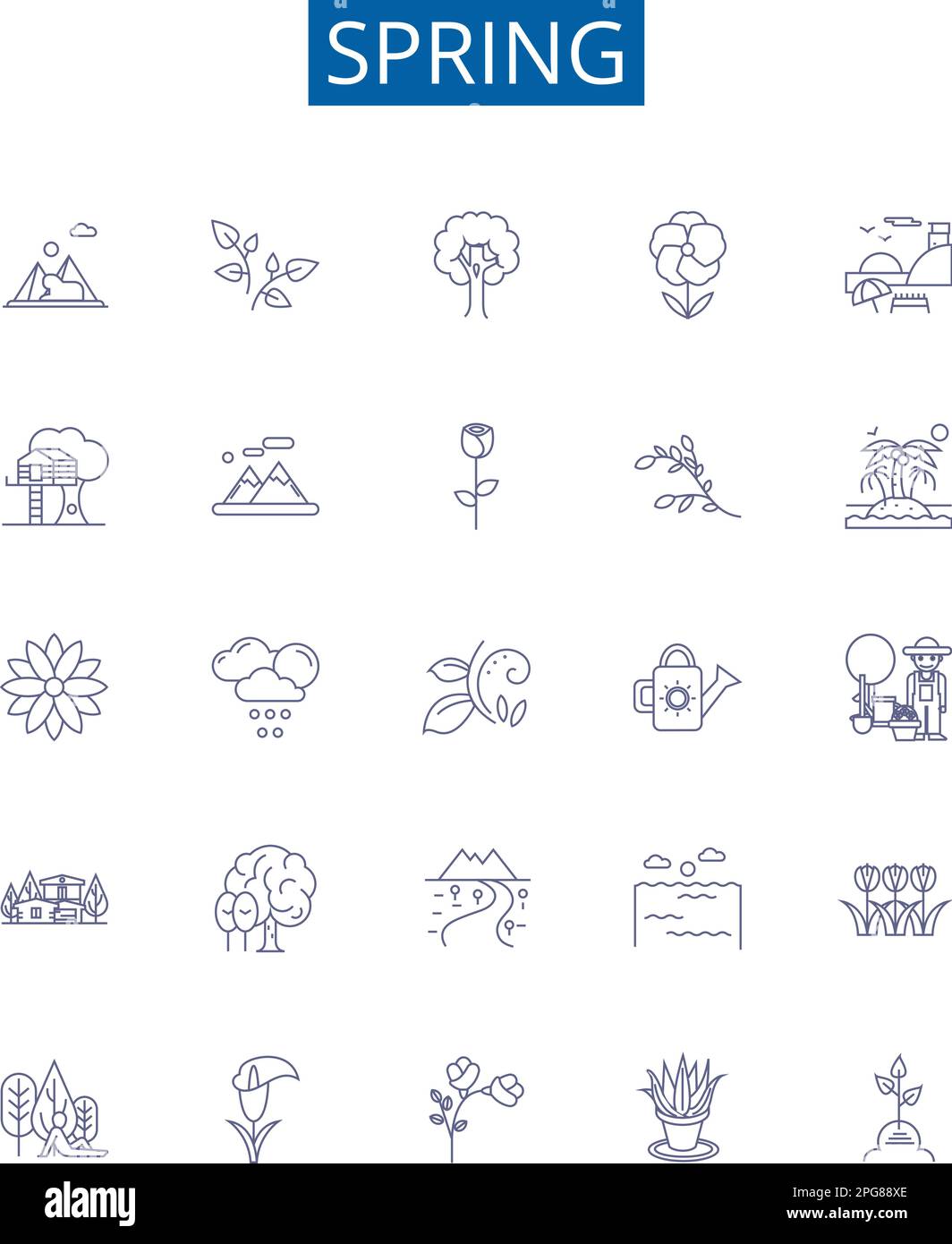 Spring line icons signs set. Design collection of Bloom, Vernal ...