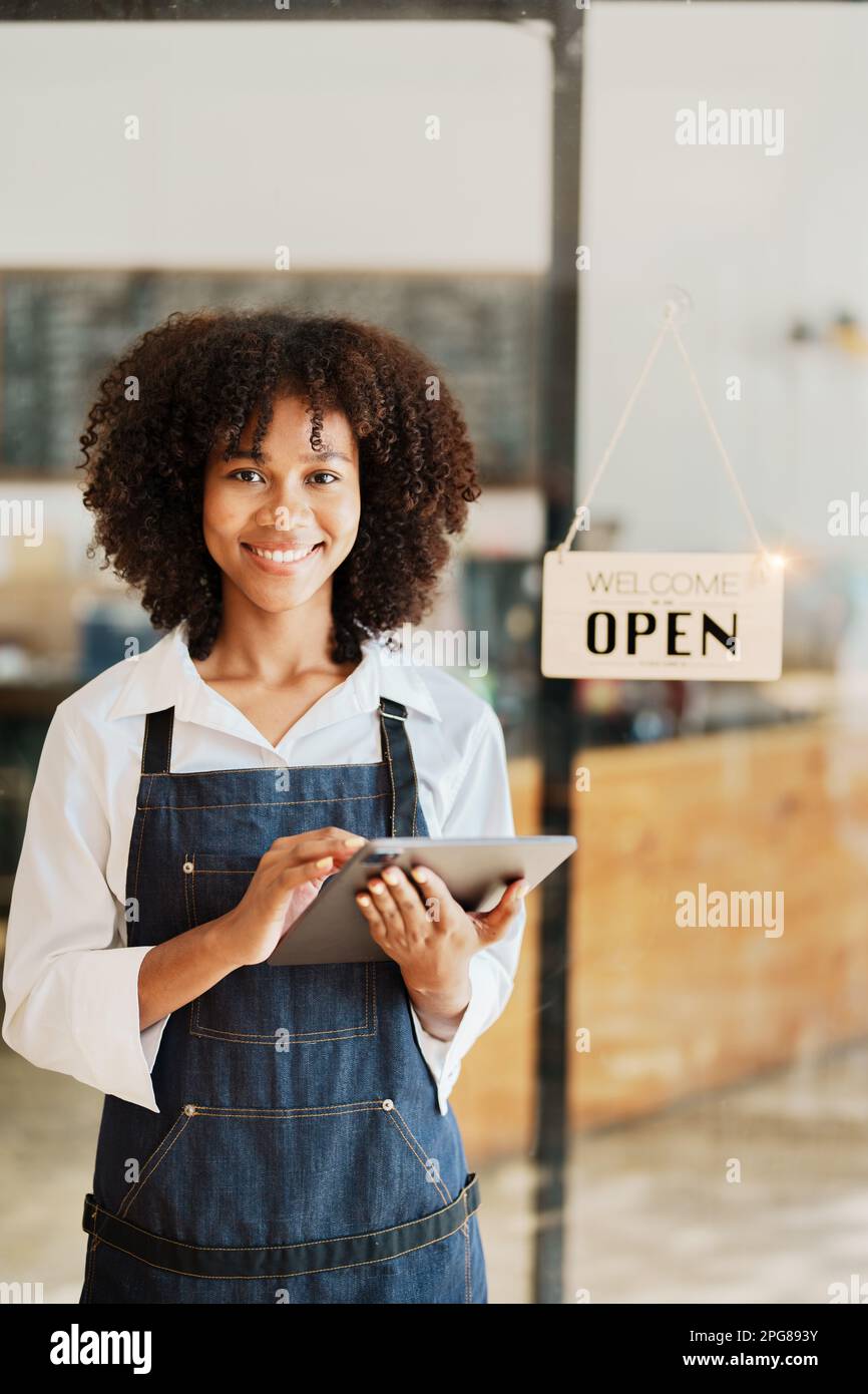 Startup successful small business owner sme beauty girl stand with ...