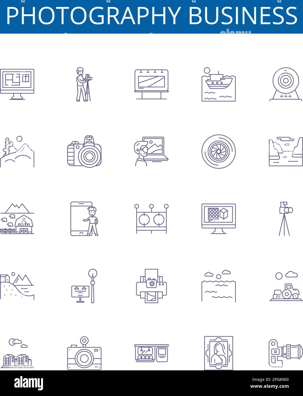 Photography business line icons signs set. Design collection of ... Photography business line icons signs set. Design collection of ...