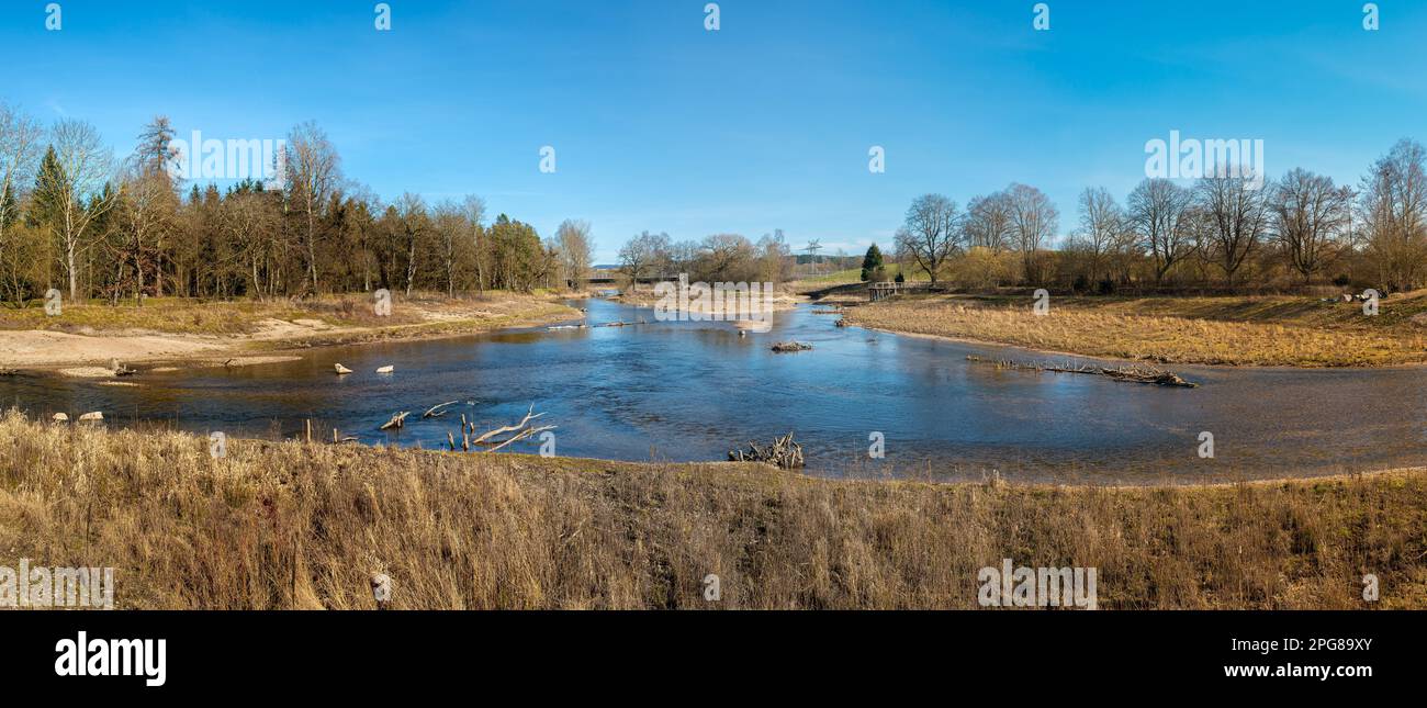 The confluence of the rivers Brigach and Breg, which forms the ...