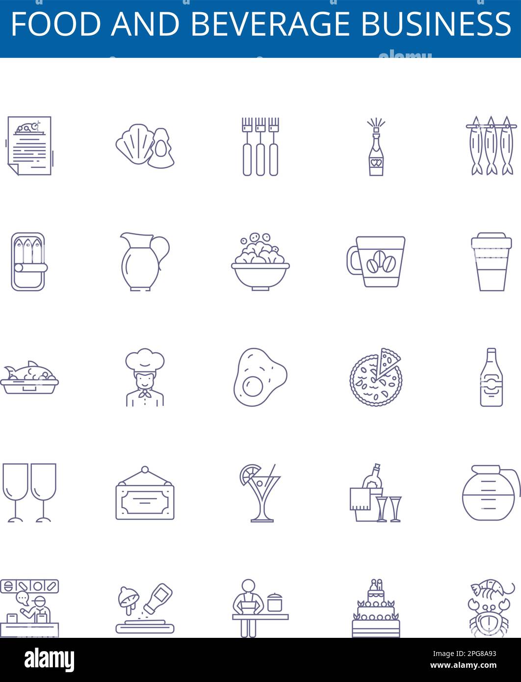 Food and beverage business line icons signs set. Design collection of Food, Beverage, Business ...