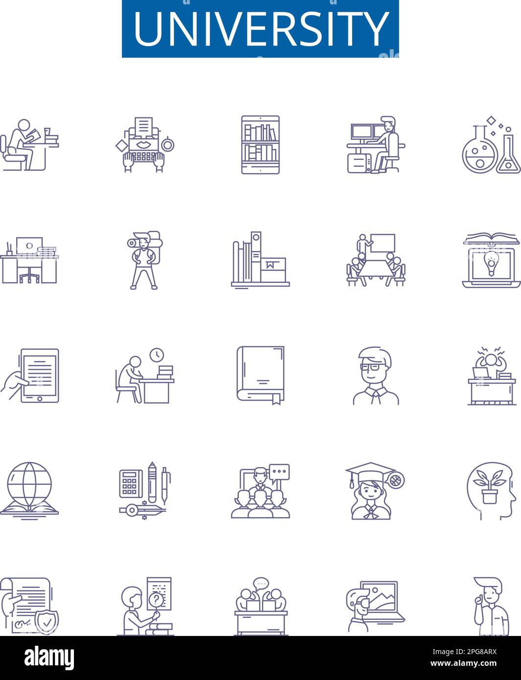 University line icons signs set. Design collection of College, Institute, Education, Academia ...