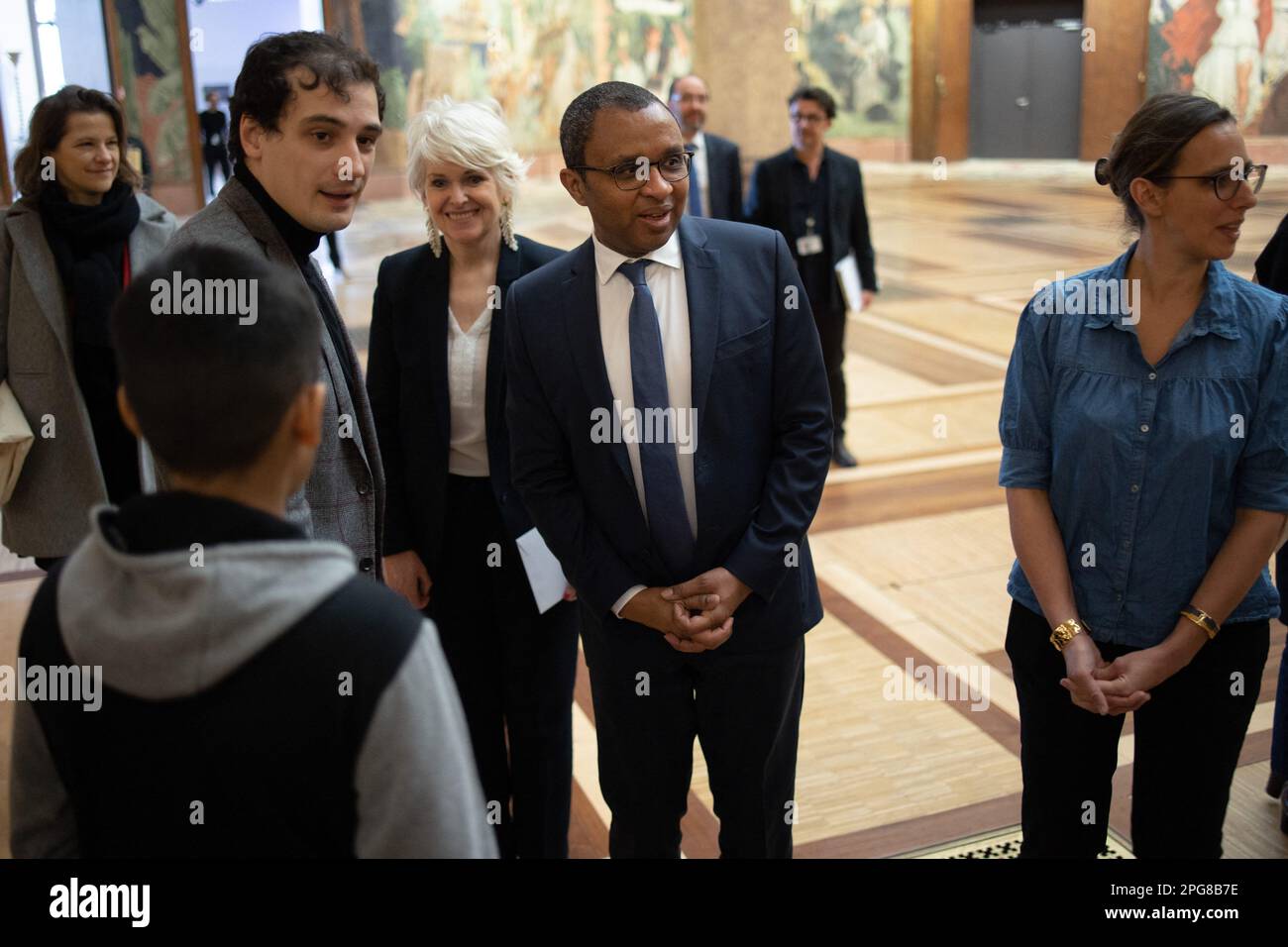 Paris, France. 21st Mar, 2023. French Minister of National Education and Young People Pap Ndiaye ...