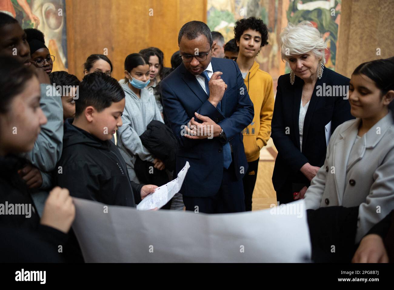 Paris, France. 21st Mar, 2023. French Minister of National Education and Young People Pap Ndiaye ...