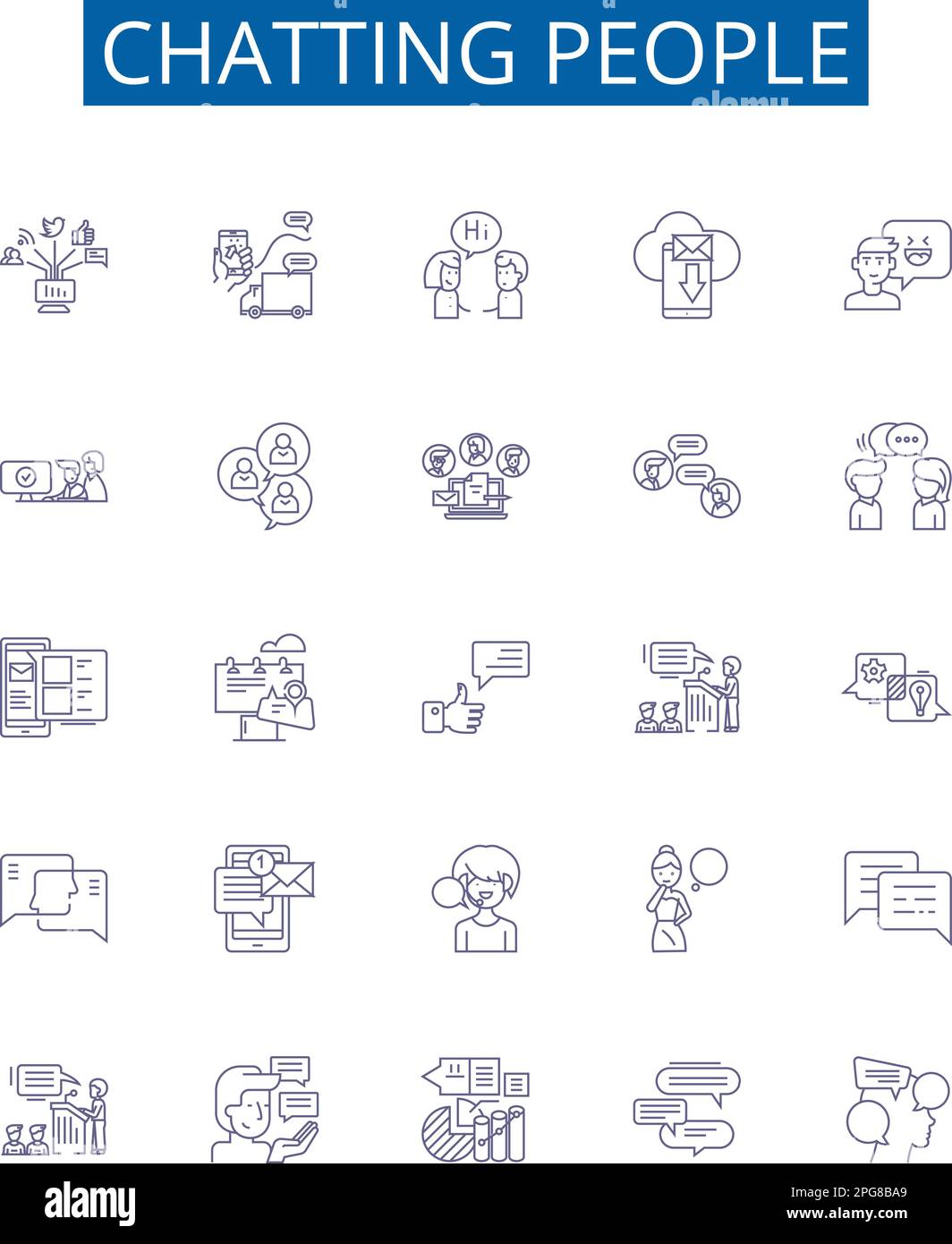 Chatting people line icons signs set. Design collection of Conversing, Chatting, Connecting ...