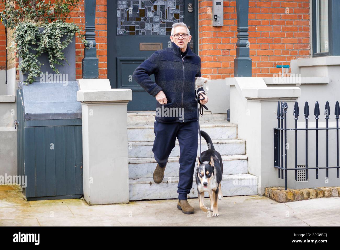 Gary Lineker leaves his home in South London this morning. Image shot ...