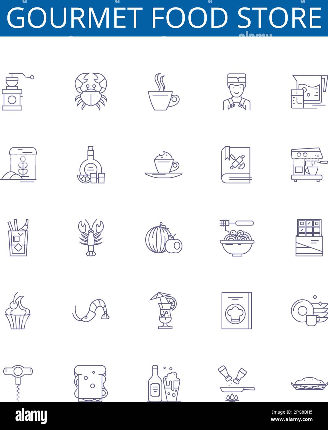 Gourmet food store line icons signs set. Design collection of Gourmet ...