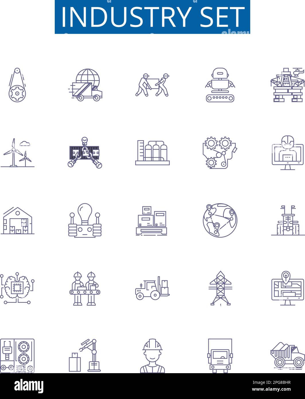 Industry set line icons signs set. Design collection of Factory ...