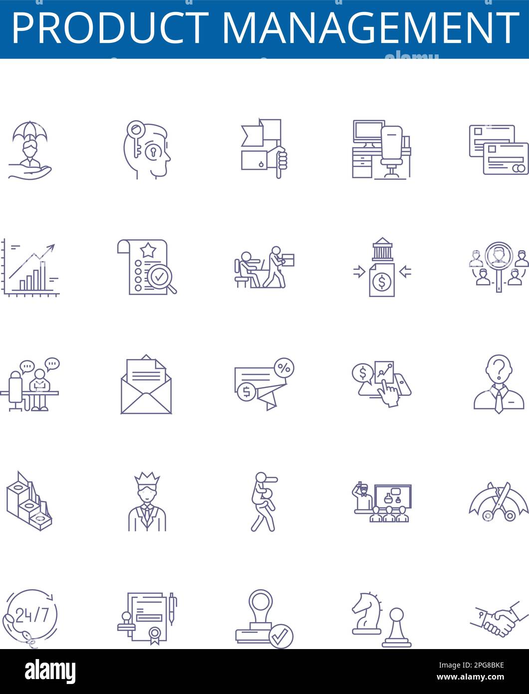 Product management line icons signs set. Design collection of Product ... Product management line icons signs set. Design collection of Product ...