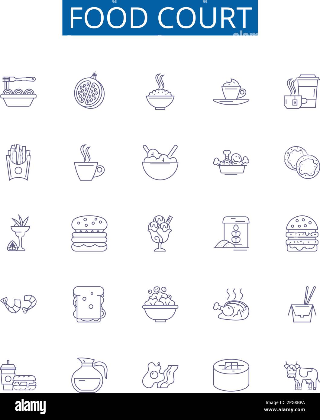 Food court line icons signs set. Design collection of Cafeteria ...