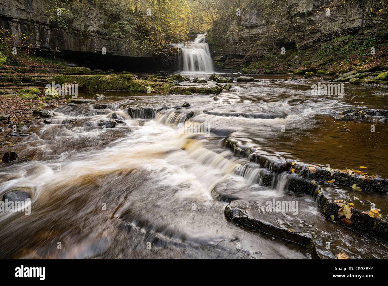 West Burton Falls after heavy winter rain Stock Photo - Alamy